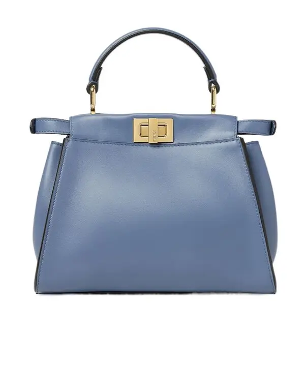 Fendi Turn-lock Top Handle Shoulder Bag - Light Indigo