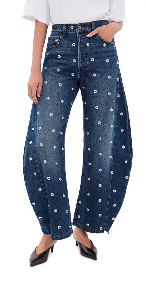 A.W.A.K.E. Mode Studded Wide-leg Jeans
