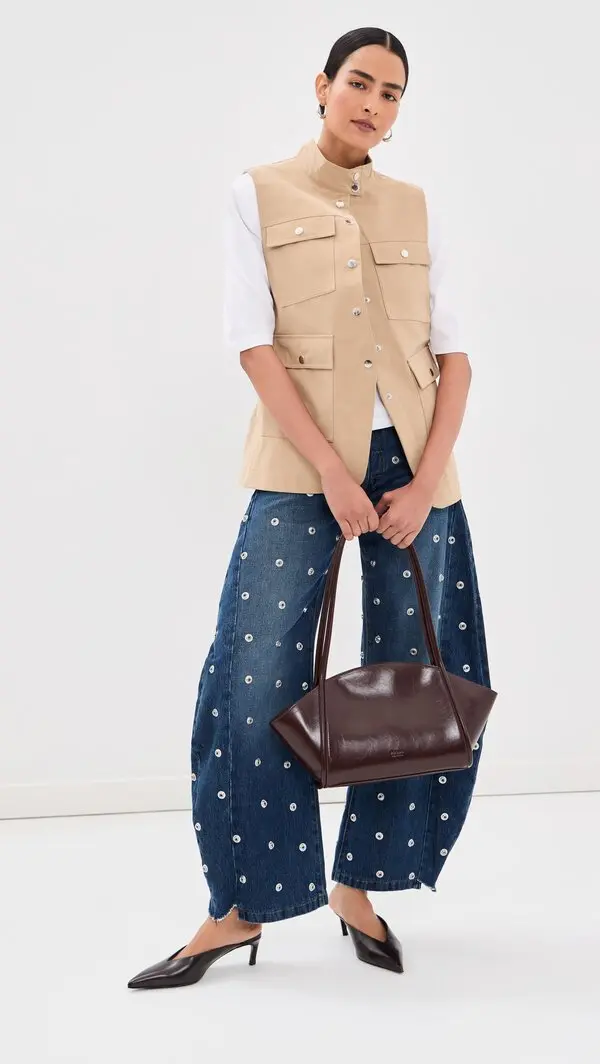A.W.A.K.E. Mode Studded Wide-leg Jeans