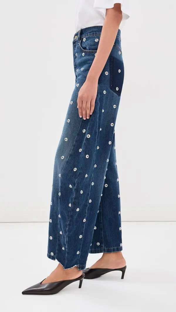 A.W.A.K.E. Mode Studded Wide-leg Jeans