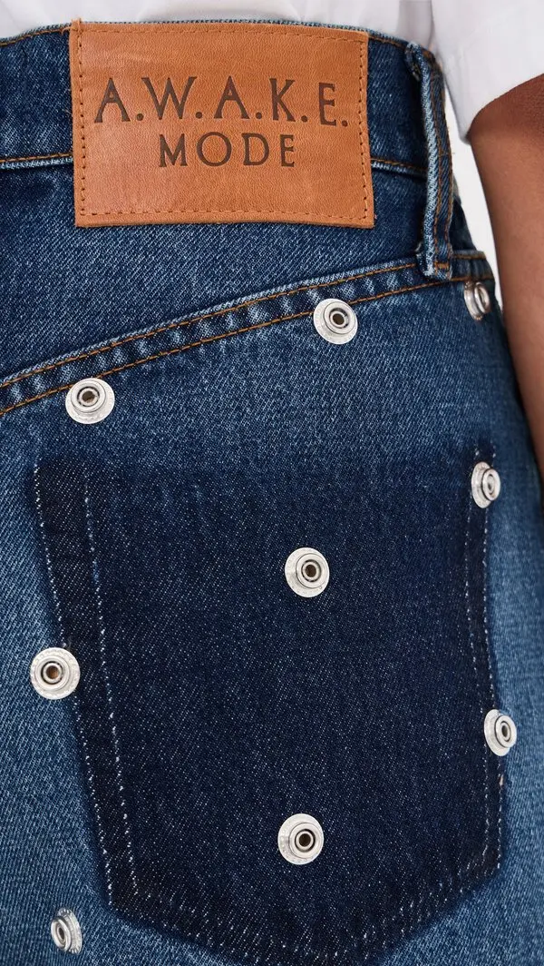 A.W.A.K.E. Mode Studded Wide-leg Jeans