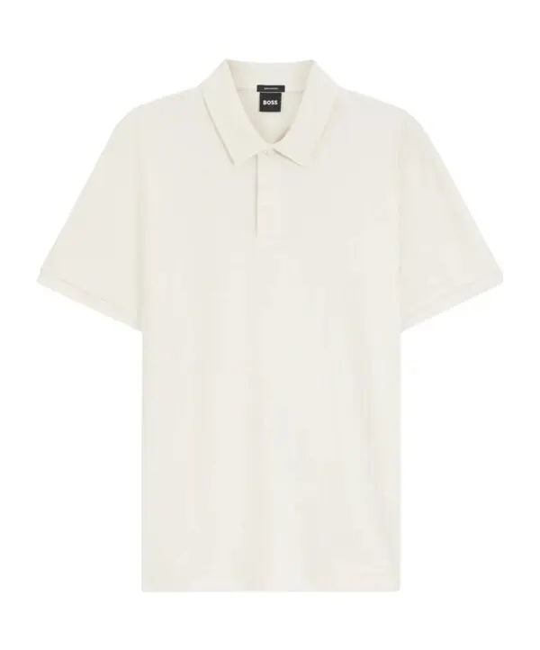 Hugo Boss Geometric-jacquard Polo Shirt In Cotton - Natural