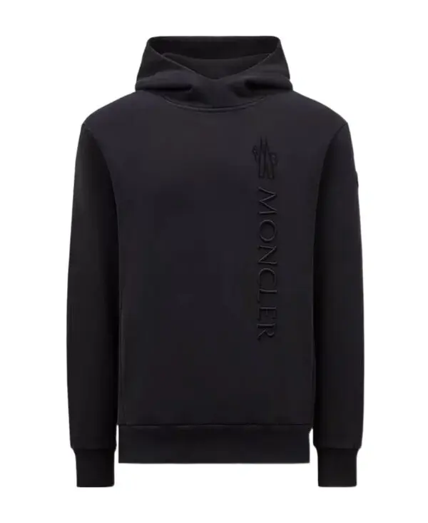 Moncler Logo Detailed Long Sleeved Hoodie - Black