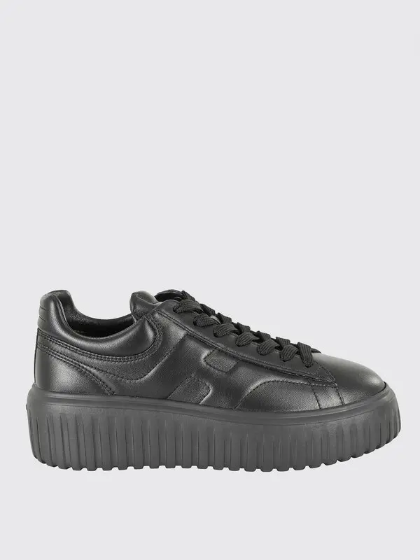 Hogan H-stripes Smooth Calfskin Platform Trainers - Black 1