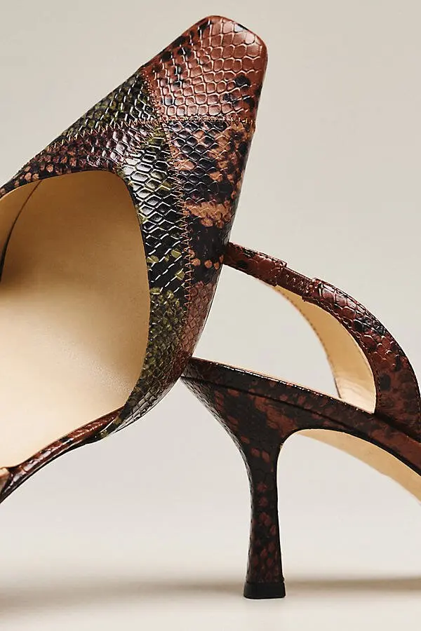 Maeve Square-toe Slingback Leather Heels - Brown