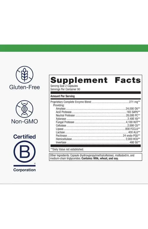 METAGENICS Spectrazyme Enzyme Complex Digestive Support Capsules 180 Capsules