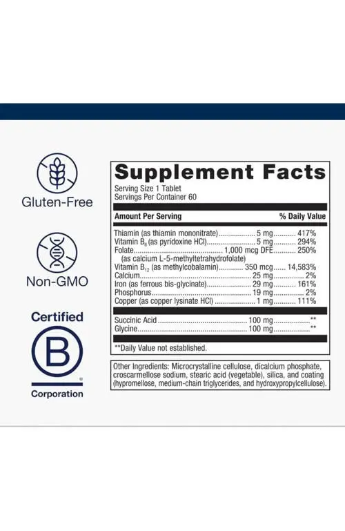 METAGENICS Hemagenics Iron Supplement With B12 B6 And Folate Tablets 60 Tablets