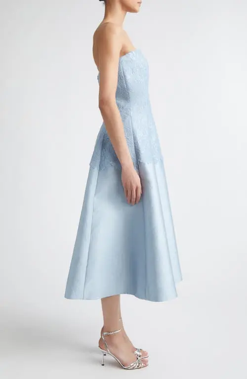 EMILIA WICKSTEAD Meja Strapless Lace & Jacquard Midi Dress