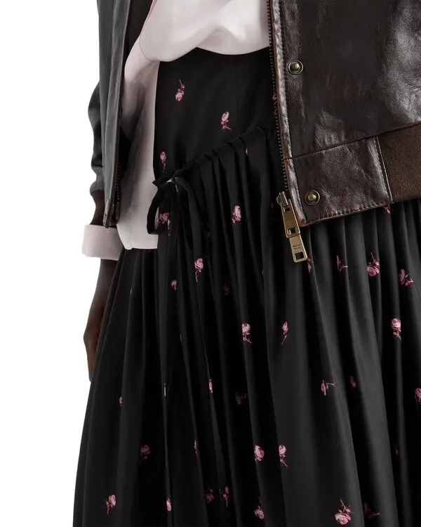 Prada Floral Print Washed Silk Midi-skirt
