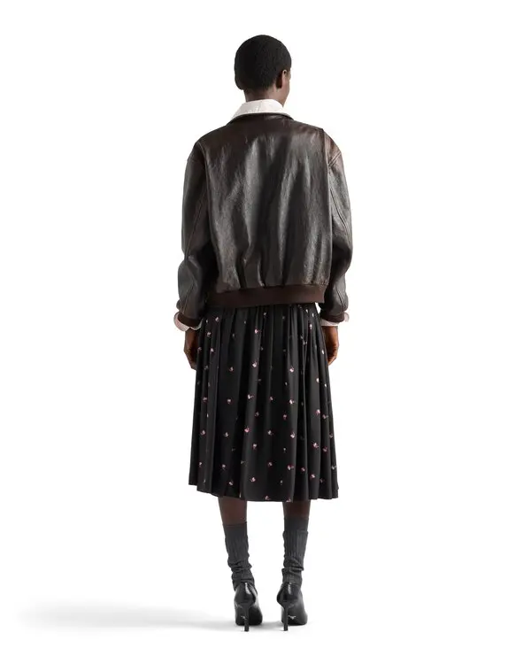 Prada Floral Print Washed Silk Midi-skirt