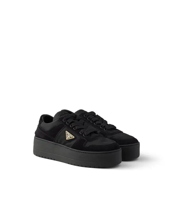 Prada Downtown Bold Re-nylon And Suede Sneakers