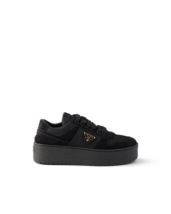 Prada Downtown Bold Re-nylon And Suede Sneakers