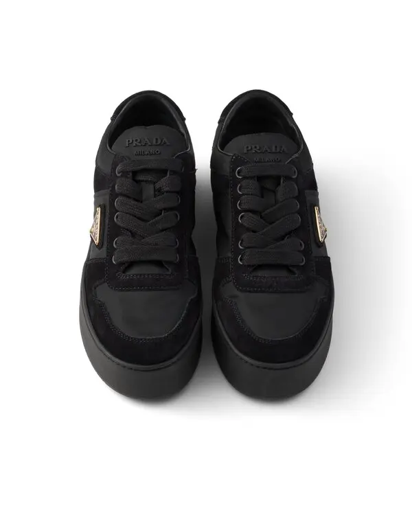 Prada Downtown Bold Re-nylon And Suede Sneakers