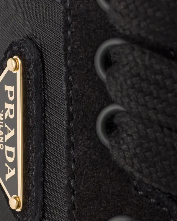 Prada Downtown Bold Re-nylon And Suede Sneakers
