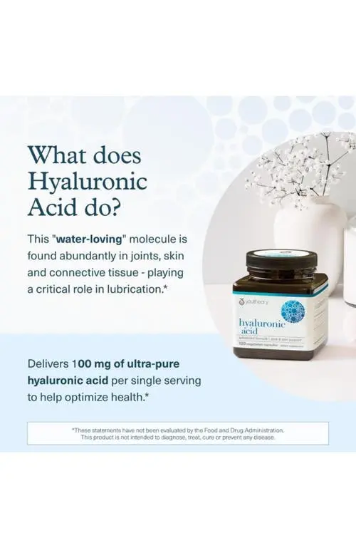 YOUTHEORY Hyaluronic Acid Advanced Joint Support Supplement 120 Vegetarian Capsules