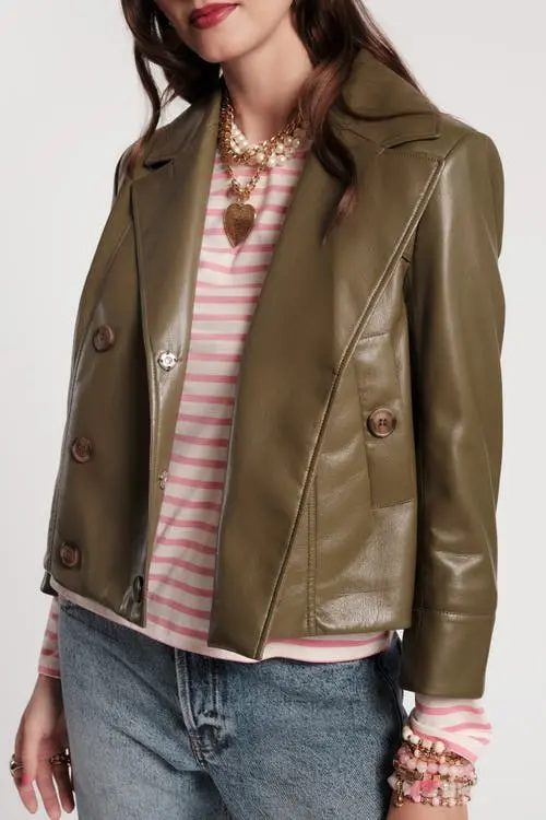 FRANCES VALENTINE Faux Leather Moto Jacket
