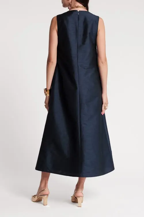 FRANCES VALENTINE Sleeveless Midi Dress - Navy/multi