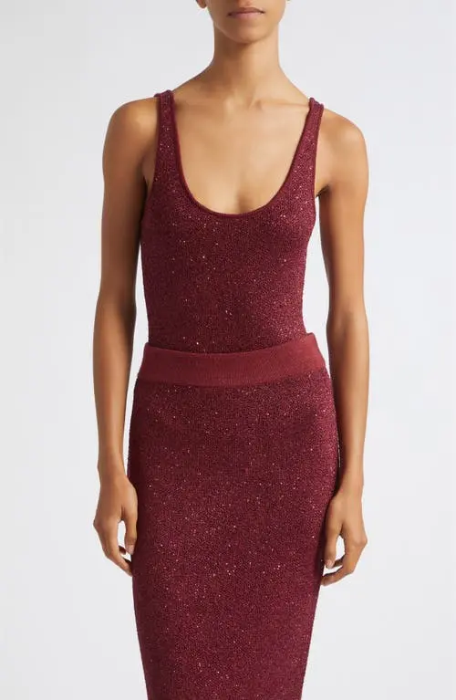 TOCCIN Toccini Sheila Scoop Neck Sequin Bodysuit - Red