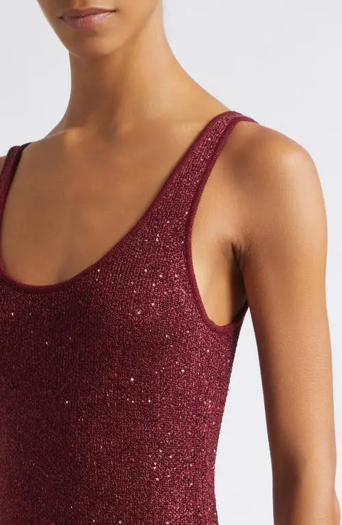 TOCCIN Toccini Sheila Scoop Neck Sequin Bodysuit - Oxblood