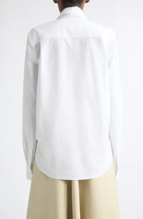 EENK Layered Scarf V-neck Cotton Blouse