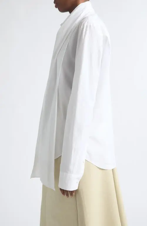 EENK Layered Scarf V-neck Cotton Blouse