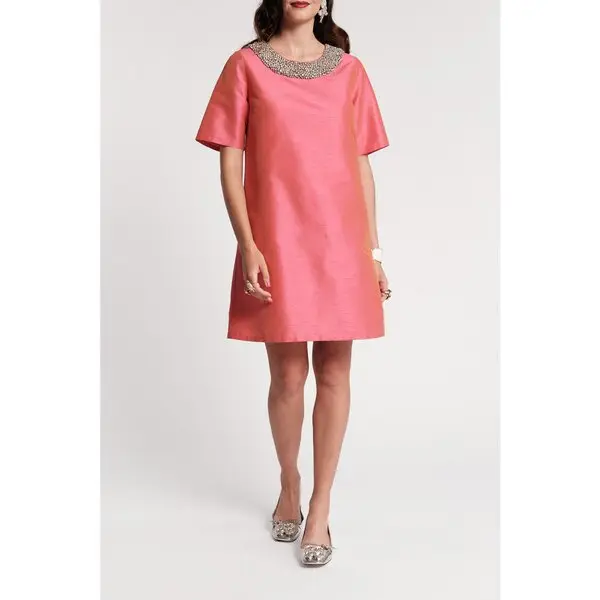 FRANCES VALENTINE Embellished Collar Shift Dress