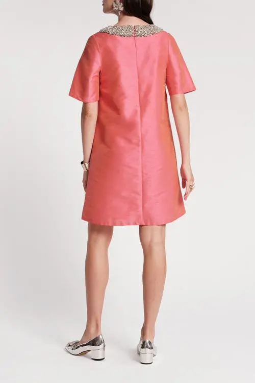FRANCES VALENTINE Embellished Collar Shift Dress