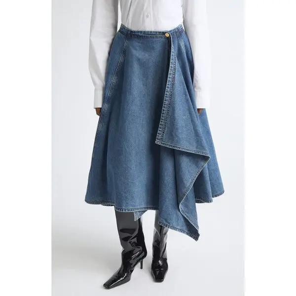 EENK Side Drape Banded Midi Skirt