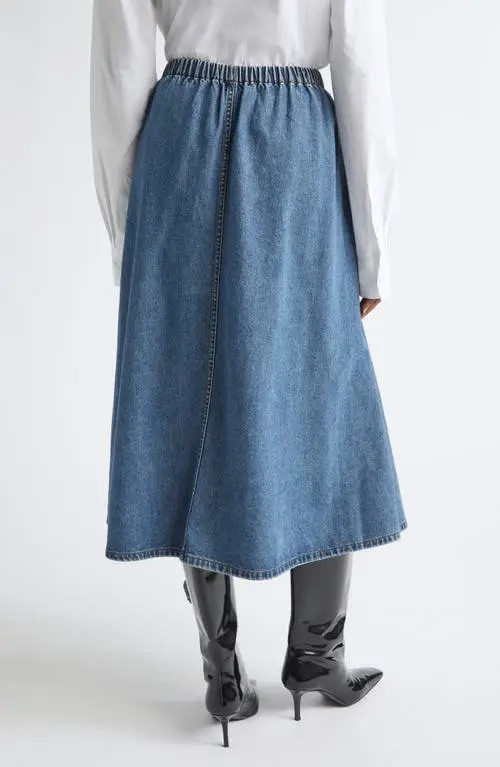 EENK Side Drape Banded Midi Skirt
