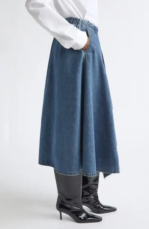 EENK Side Drape Banded Midi Skirt