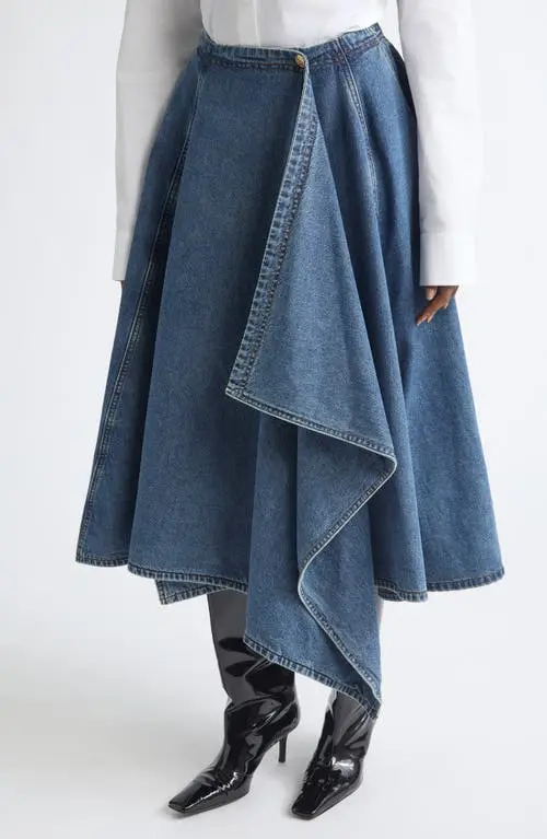 EENK Side Drape Banded Midi Skirt