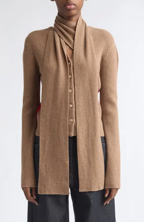 EENK Scarf Layered Wool Cardigan