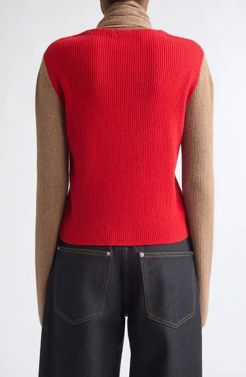EENK Scarf Layered Wool Cardigan