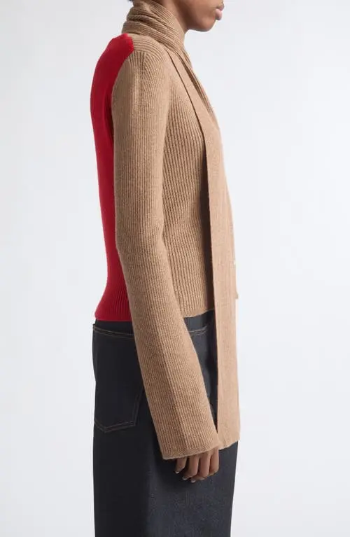 EENK Scarf Layered Wool Cardigan