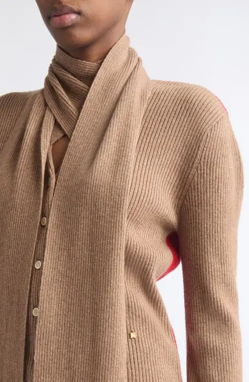 EENK Scarf Layered Wool Cardigan