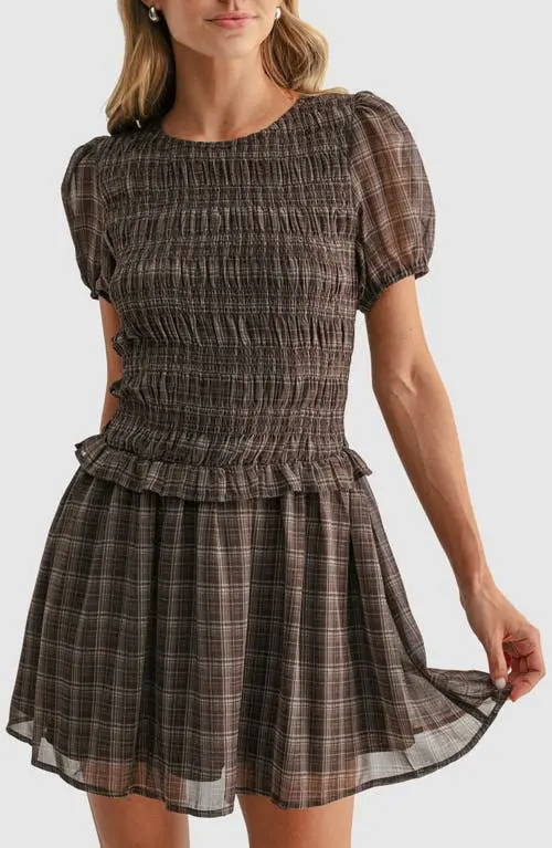 ALL IN FAVOR Puff Sleeve Smocked Minidress