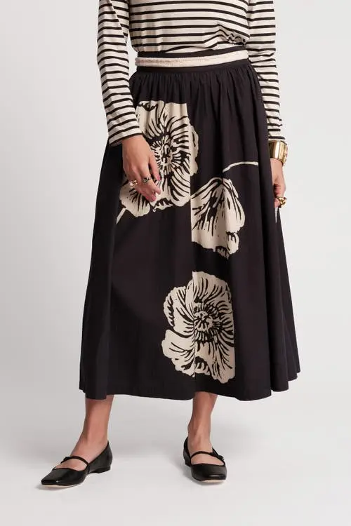 FRANCES VALENTINE Phoebe Midi Skirt - Black/camel