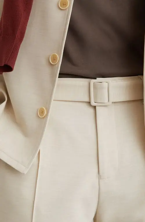 REISS Peshi Belted Trousers - Stone