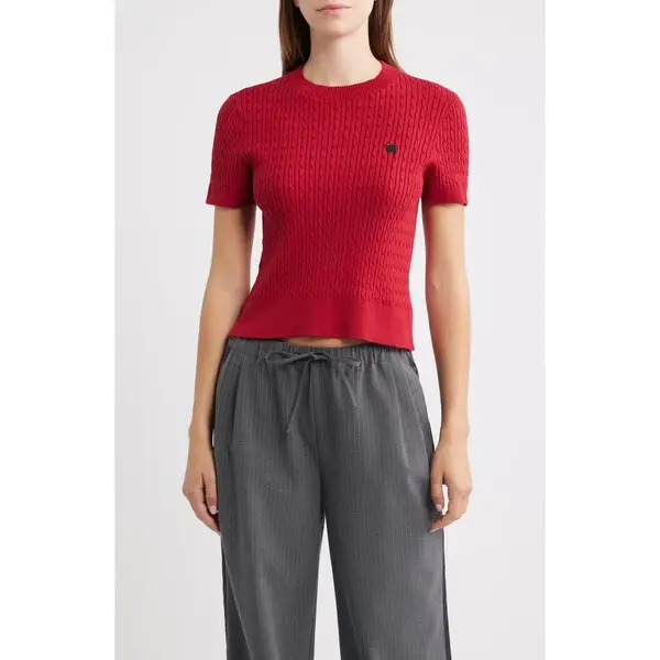 ROWING BLAZERS Sheep Cotton Cable Sweater - Red