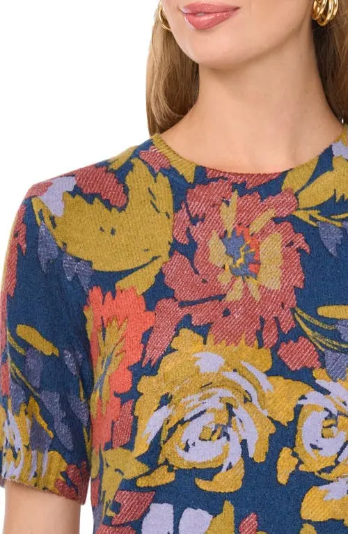 Vince Camuto Floral Short Sleeve Sweater