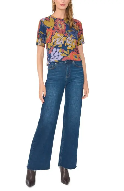 Vince Camuto Floral Short Sleeve Sweater