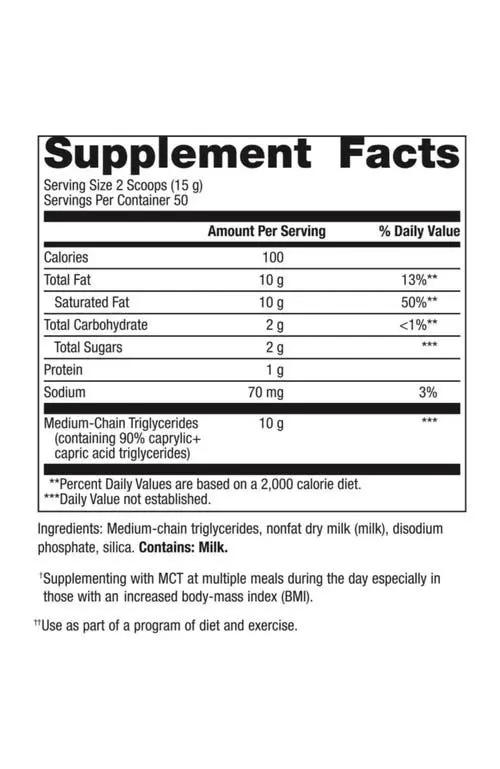 METAGENICS Mct Powder Medium Chain Triglycerides Energy Support Supplement