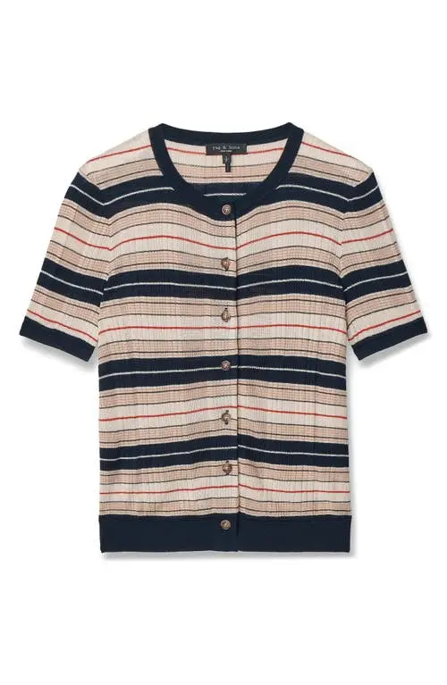 Rag & Bone Teresa Silk Blend Striped Cardigan