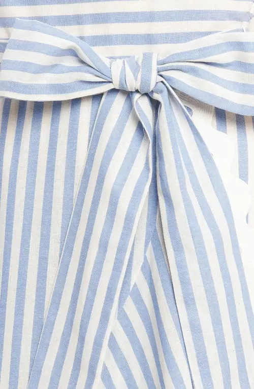 FLYING TOMATO Striped High-low Maxi Dress With Ruffled Skirt And Sash