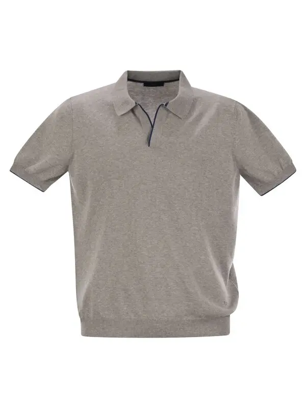 FAY Cotton Buttonless Polo Shirt