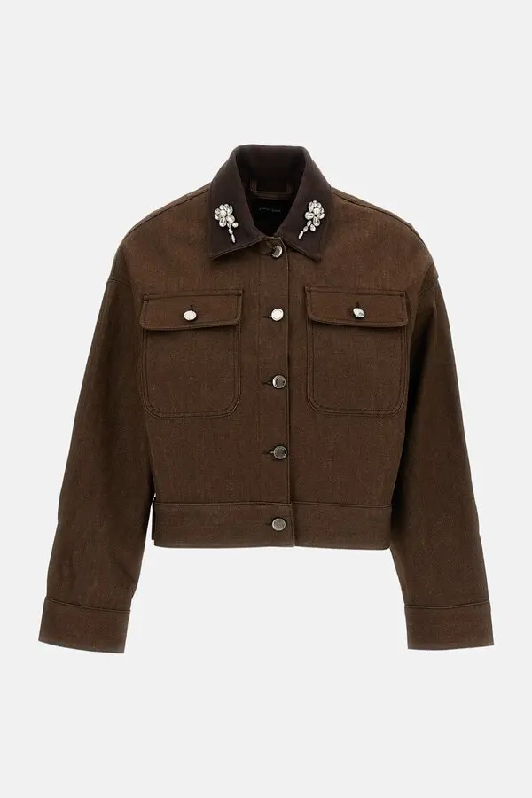 Simone Rocha Cropped Utility Jacket With Embellished Collar - Multicolor