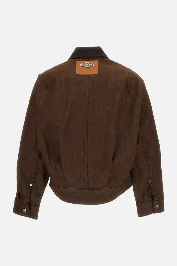 Simone Rocha Cropped Utility Jacket With Embellished Collar - Multicolor