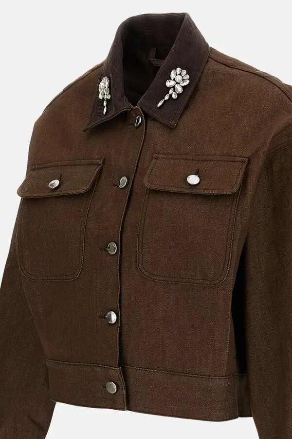 Simone Rocha Cropped Utility Jacket With Embellished Collar - Multicolor