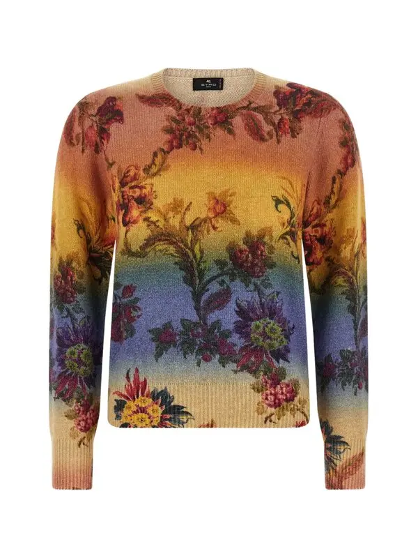 Etro Floral Print Crewneck Sweater - Pink