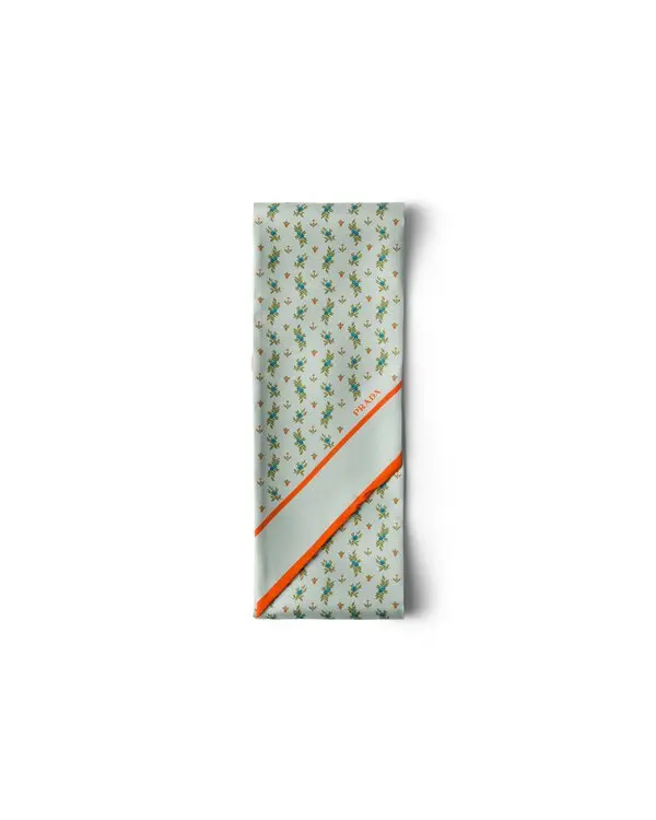 Prada Printed Silk Twill Skinny Scarf